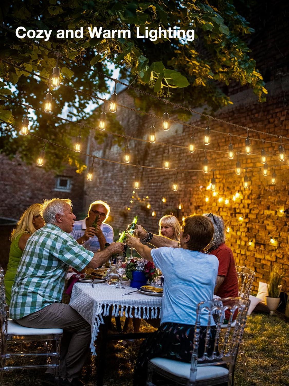 addlon 100FT Outdoor String Lights with Remote Dimmable Patio Lights ...